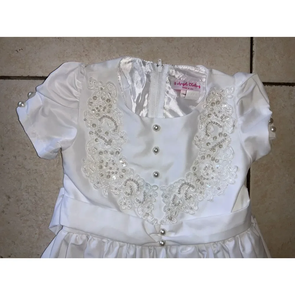 Dresses | 3 Angel Communion Flower Girl Pearl Beaded Lace 45 | Poshmark